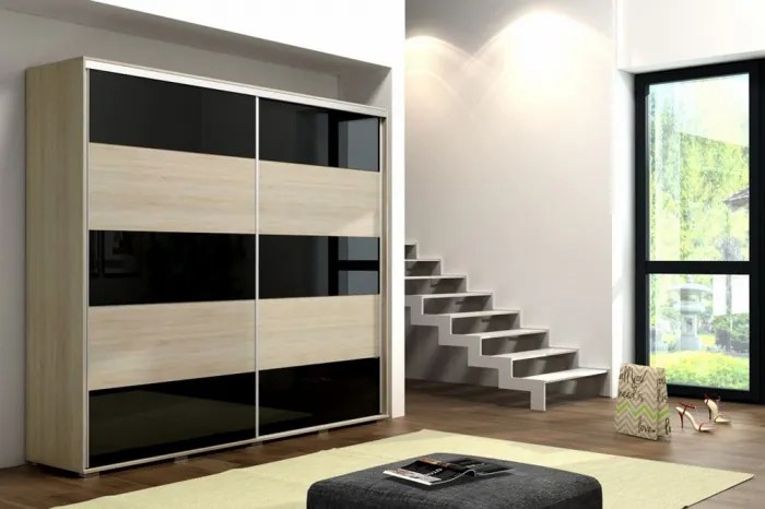 Moderní prostorná šatní skříň ERNESTO, šířka 150 cm, výška 215 cm