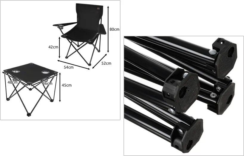 Kempingová sada - rybářský stůl + dvě židle