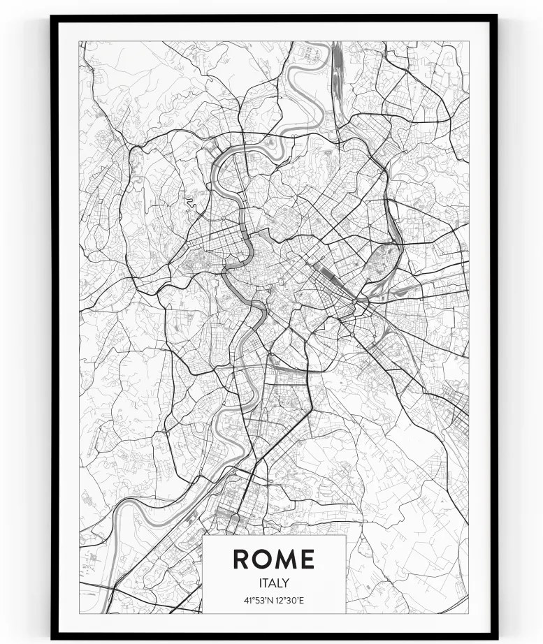 Plakát / Obraz Mapa Rome Pololesklý saténový papír 210 g/m² A4 - 21 x 29,7 cm