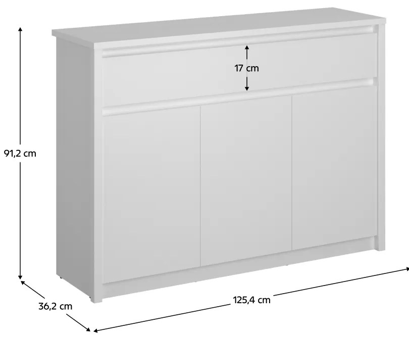 Kondela Komoda 3D2S, bílá, ERODIN