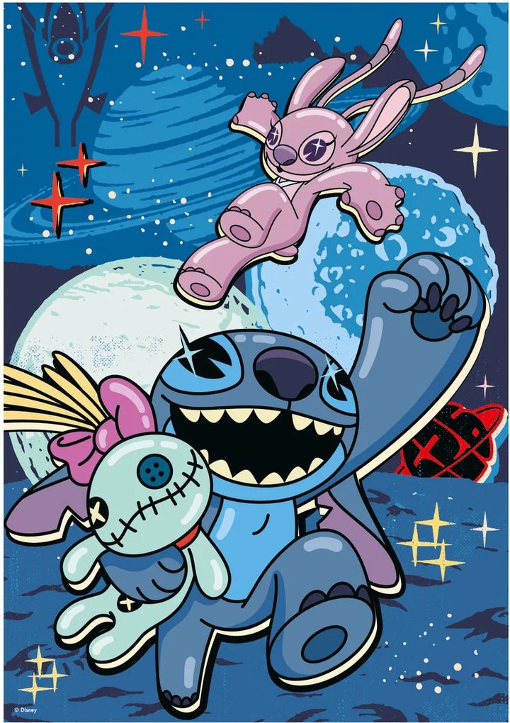DINO Puzzle XL Stitch 100 dílků neon skládačka 33x47cm svítí ve tmě dn394216
