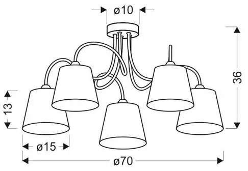 Lustr na tyči LUK 5xE14/40W/230V
