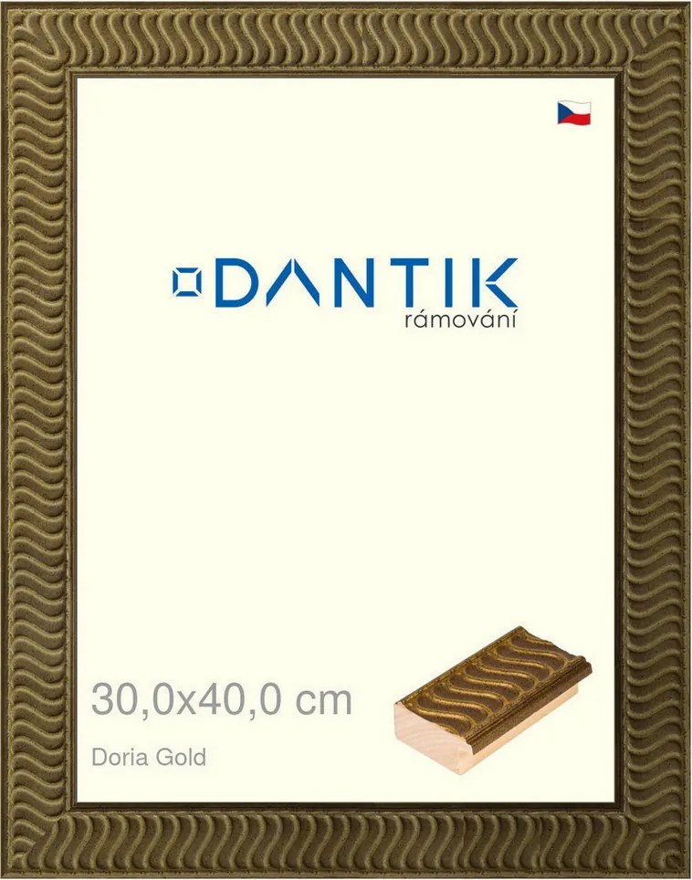 DANTIK rámeček 30x40 | Doria Gold (Plexi Čiré)