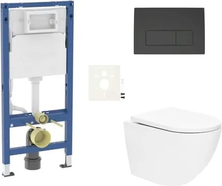 Závěsný WC set Geberit do lehkých stěn / předstěnová + WC SAT SIKOGESTOR67D50BL
