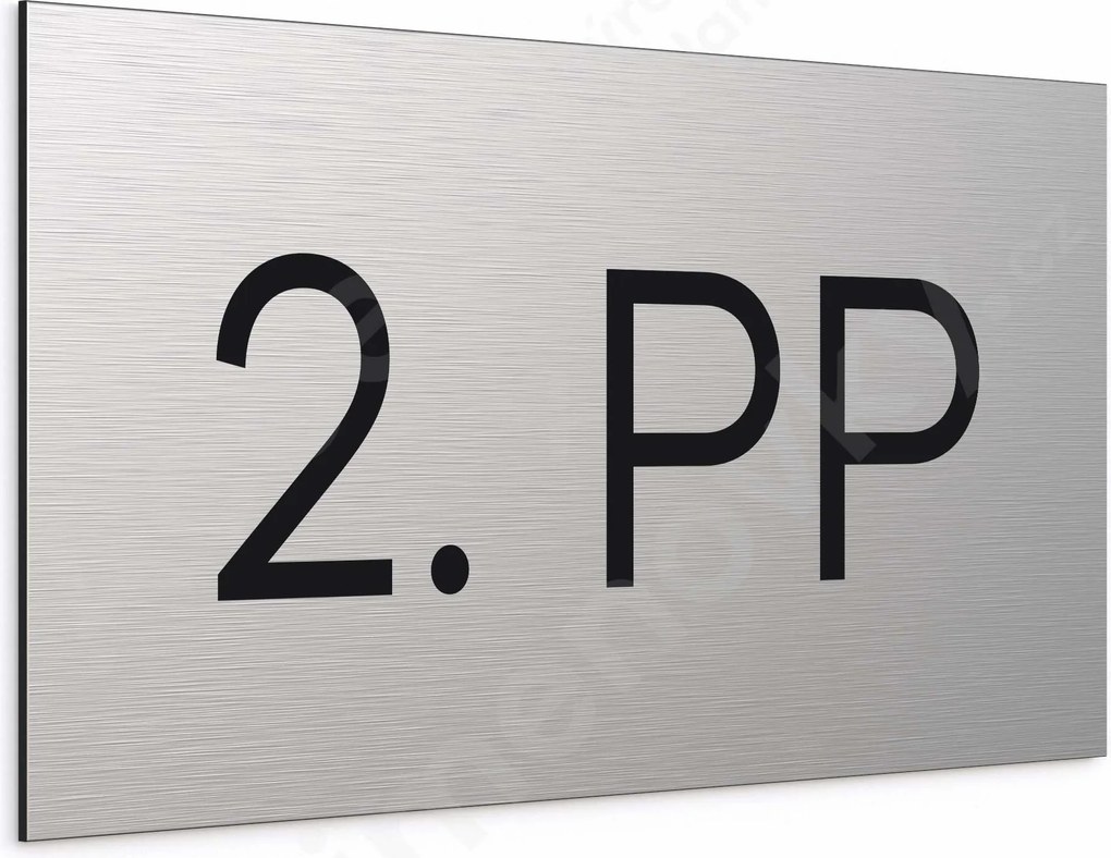 ACCEPT Označení podlaží "2. PP" - stříbrná tabulka - černý popis