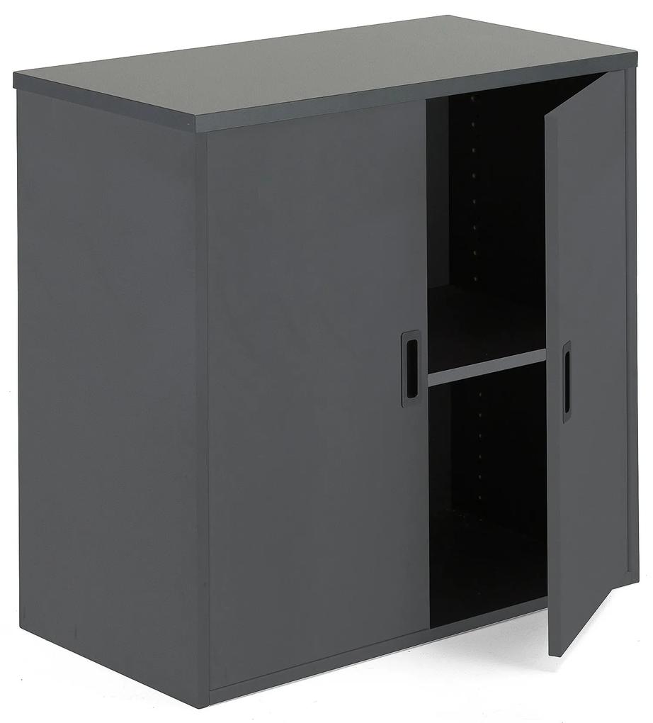 AJ Produkty Kancelářská policová skříň MODULUS, výška 800 mm, černá