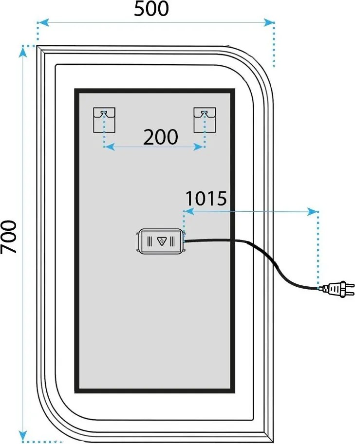Rea Zrcadlo 70x50 cm s vyhříváním a regulovatelným LED osvětlením HOM-00302 černá kartáčovaná