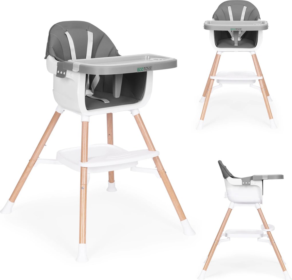 Dětská židlička 2v1 BABY ECOTOYS šedá