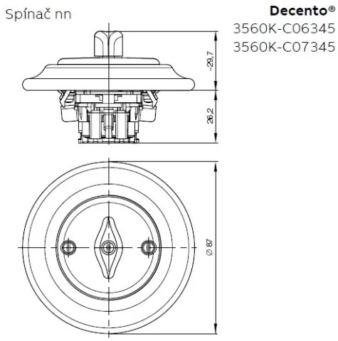 ABB Decento vypínač č.7 otočný černá 3560K-C07345 N porcelán