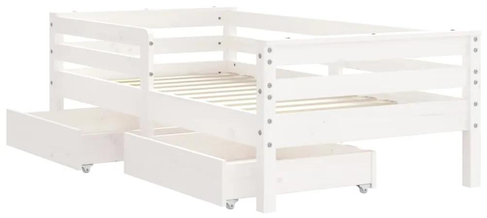 Dětská postel se zásuvkami bílá 70x140 cm masivní borové dřevo - Default Title