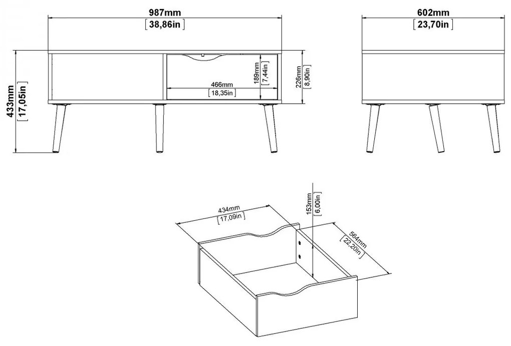 Tvilum Konferenční stolek Retro 384 bílá/dub sonoma