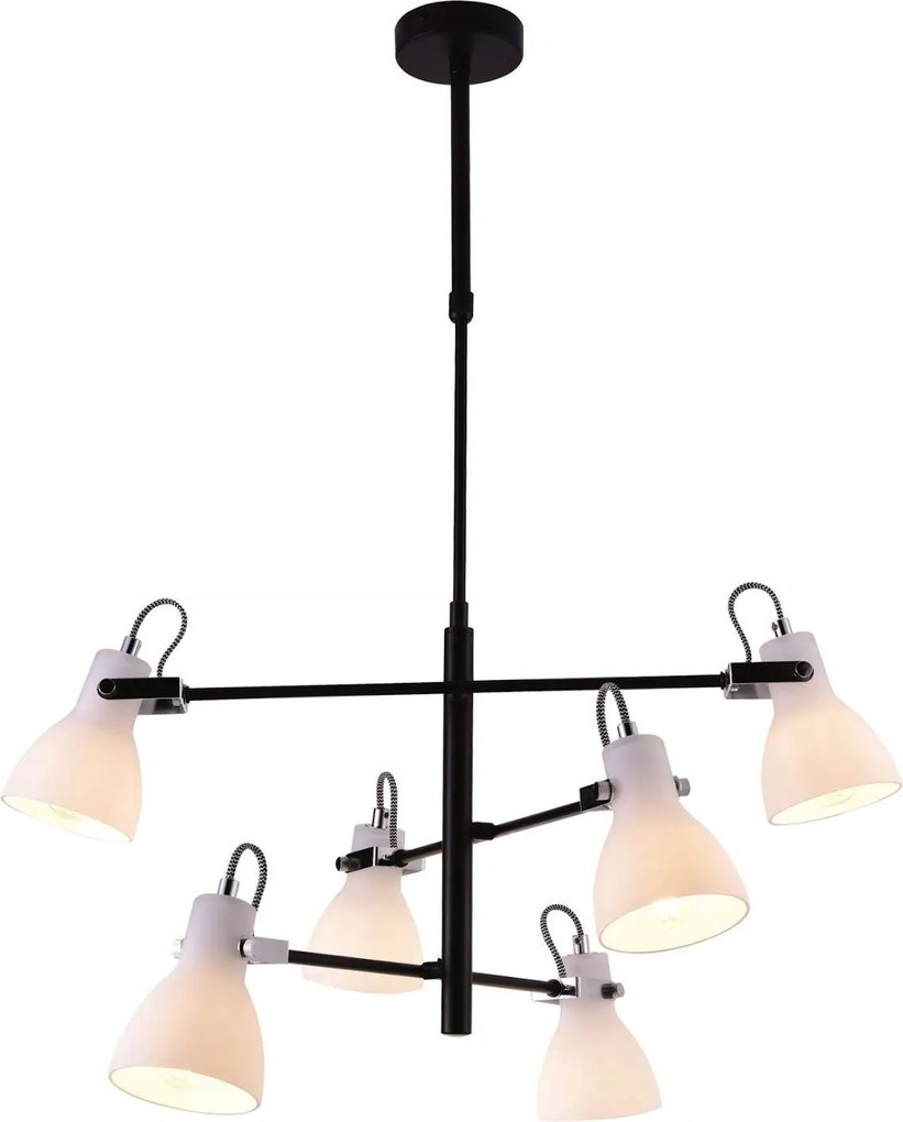 Loftová závěsná lampa kovová, bílá