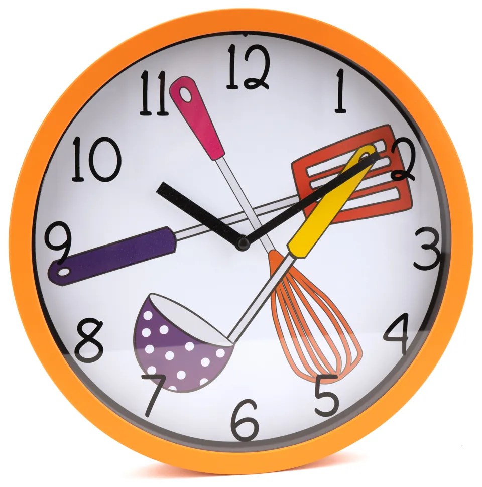 Unihouse Oranžové nástěnné hodiny do kuchyně 3676878
