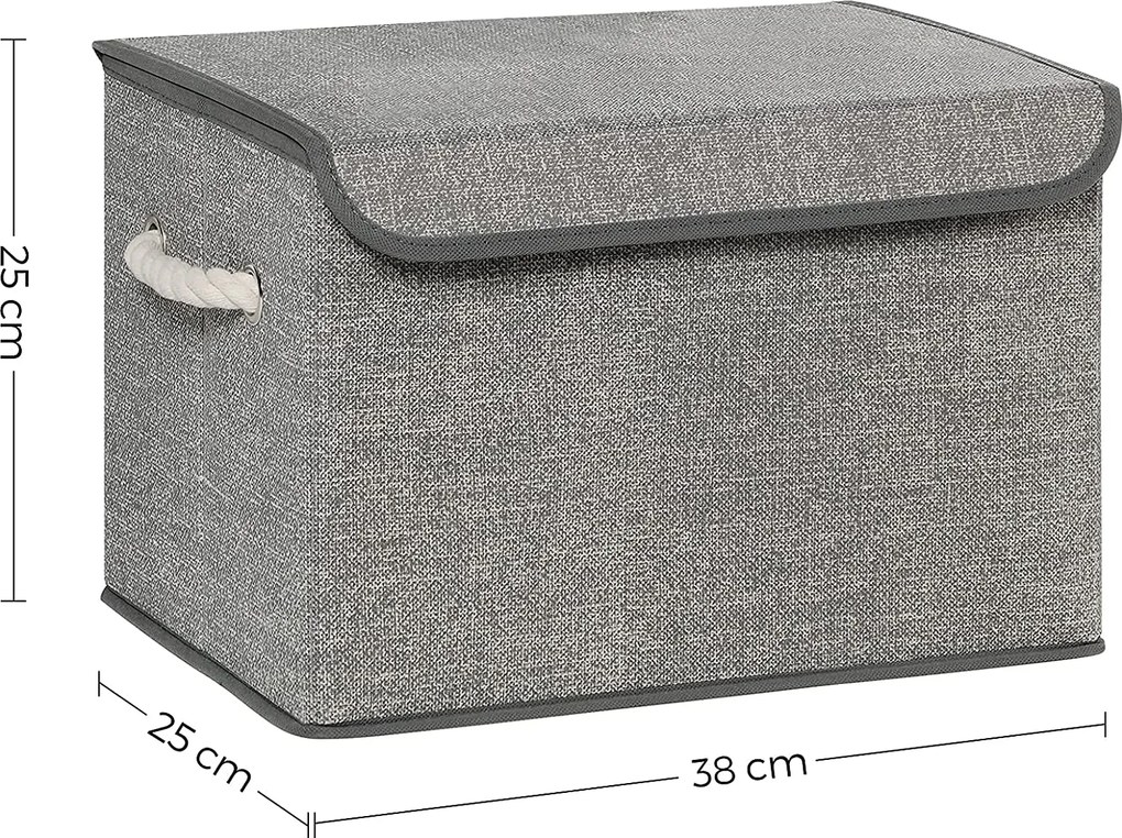 Úložné boxy s víkem, sada 3 kusů, 38 x 25 x 25 cm, šedé
