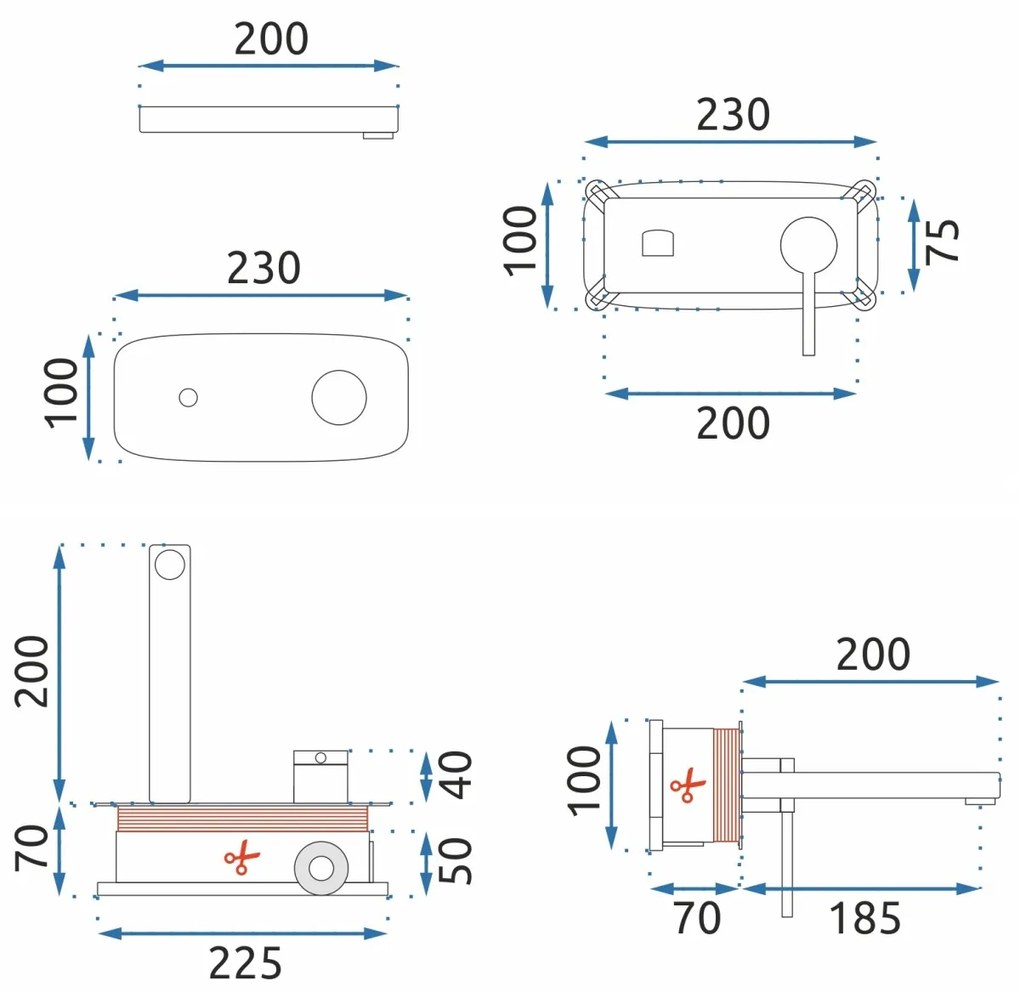 Podomítková umyvadlová baterie REA OVAL + BOX černá