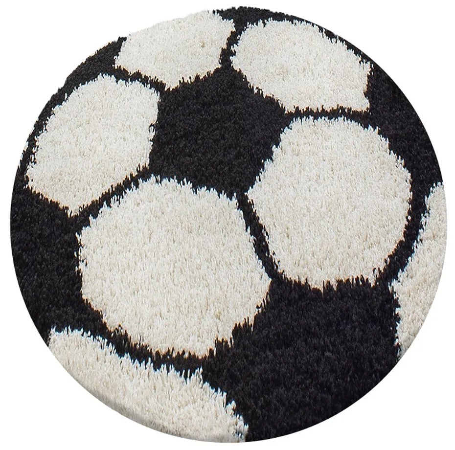 Ayyildiz, Dětský kusový koberec Fun 6001 black, 120x120 (průměr) kruh, šedá, dětský pokoj
