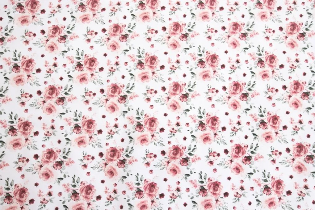 Povlak jednoduchý s drobným vzorem růží laděné do růžové barvy Povlak bavlněný jednoduchý