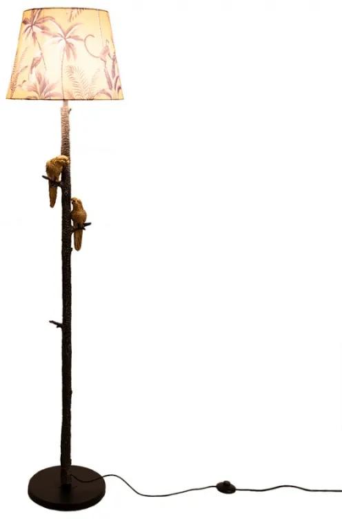 Černá stojací lampa se zlatými papoušky Floral papagai – 37x165 cm