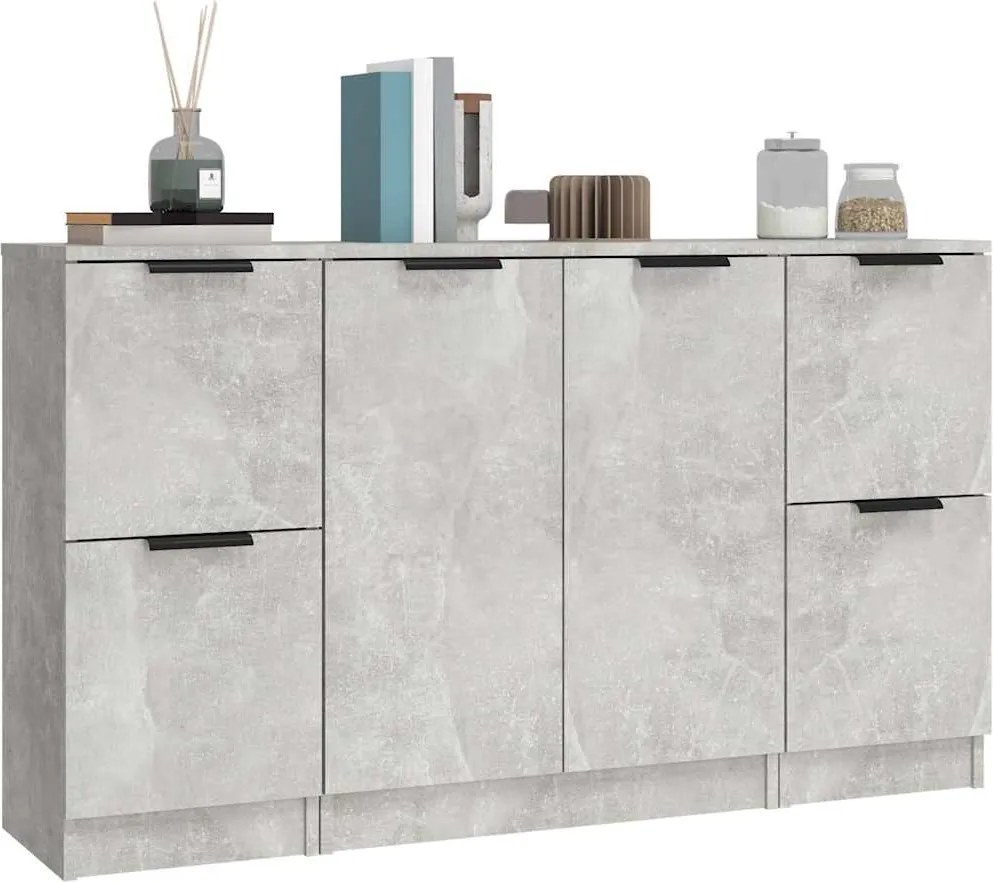 Příborníky 3 ks betonově šedé kompozitní dřevo 3115847