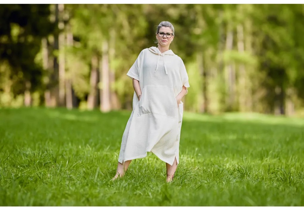 Nelly Mušelínové pončo dámské - Vanilková Rozměr: UNI - prodloužené