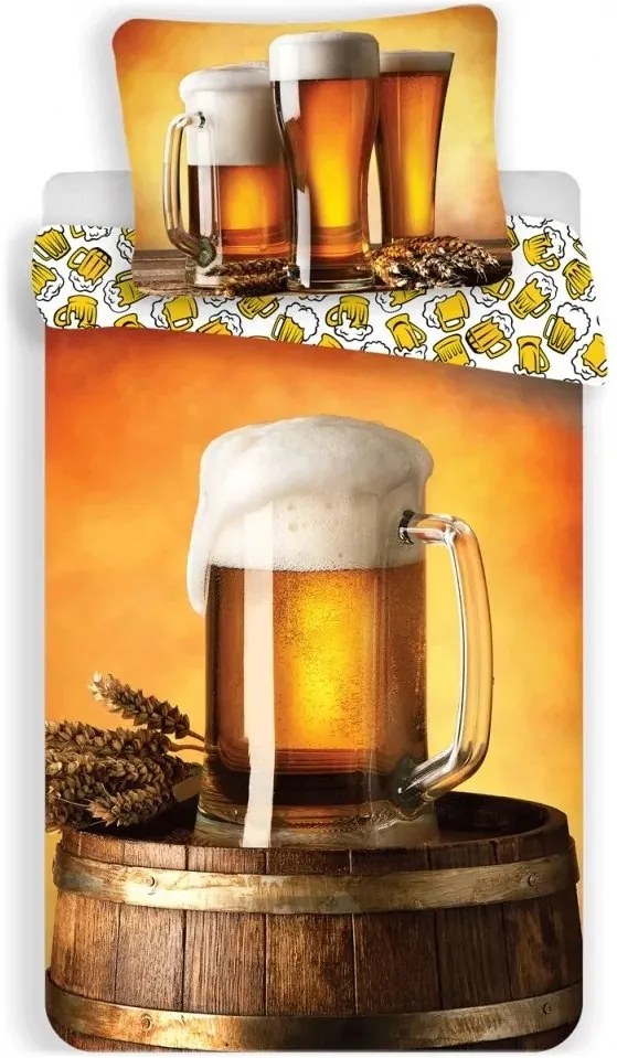 Bavlněné povlečení Zlatý mok - Pivo - 100% bavlna - 70 x 90 cm + 140 x 200 cm Biano.cz