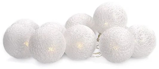 SOLIGHT LED řetěz vánoční koule bavlněné, 10LED, 1m, 2x AA, IP20