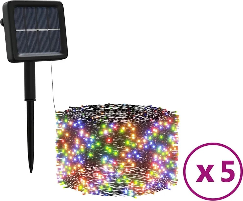 Solární světelné řetězy 5ks 5x200 LED pestrobarevné dovnitř/ven 328954