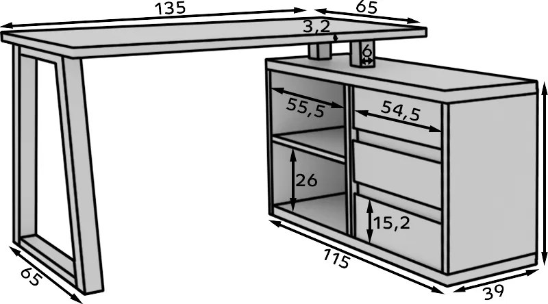 ADRK Furniture Rohový stůl Iwo II