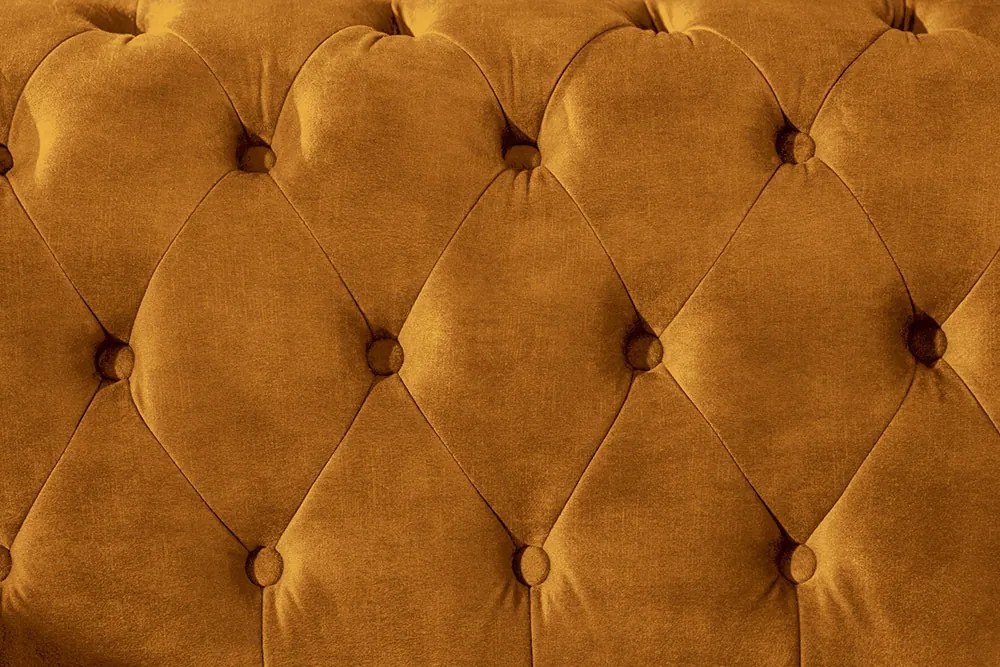 Designová trojsedačka Chesterfield 205 cm hořčičný samet