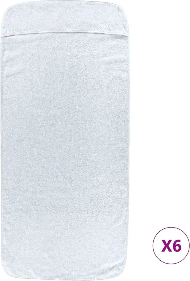 Plážové osušky 6 ks bílé 60 x 135 cm textil 400 GSM 3157051