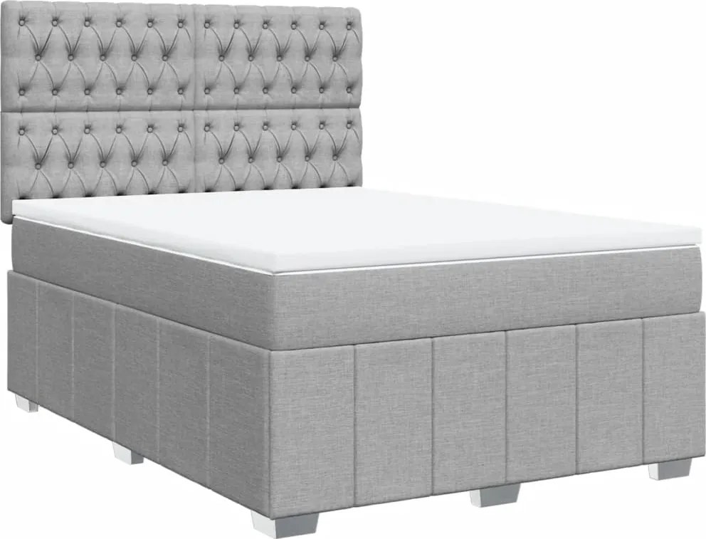 Box spring postel s matrací světle šedá 160 x 200 cm textil 3291726