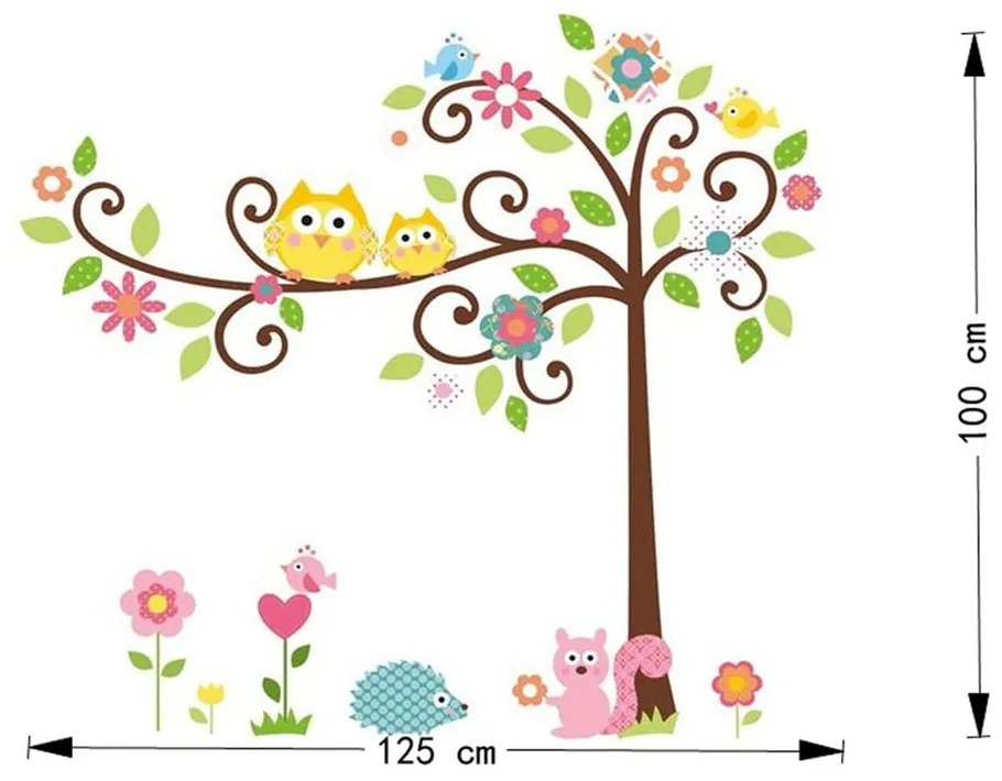 Nástěnná dětská samolepka Ambiance Tree and Owl