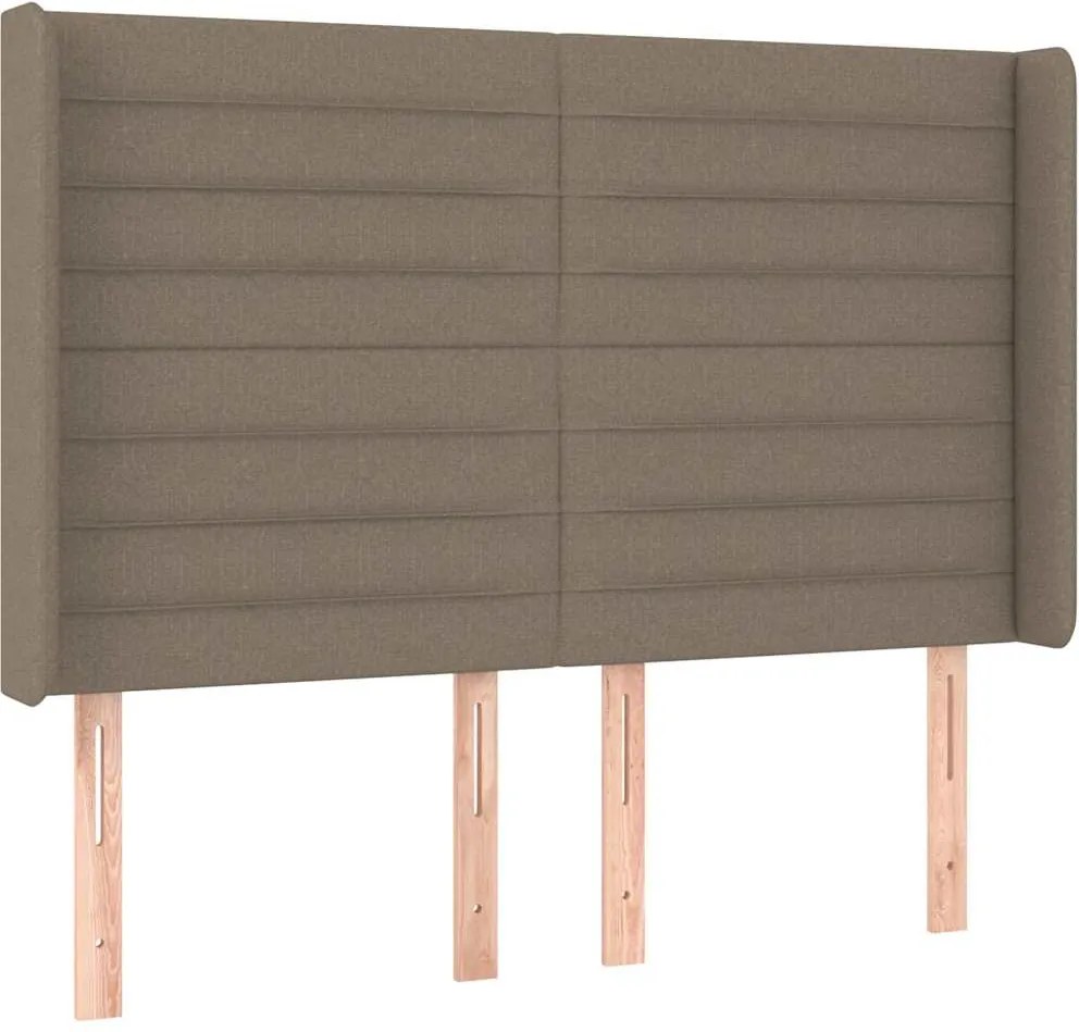 Čelo postele s LED taupe 147 x 16 x 118/128 cm textil 3124190