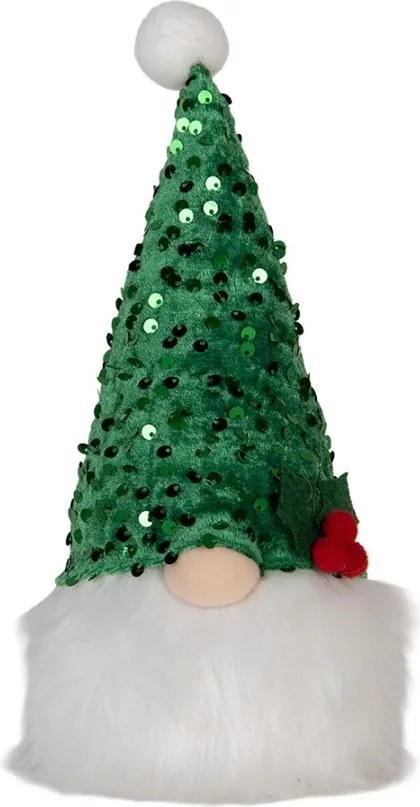 Vánoční svítící dekorace skřítek Gnome LED v zelené čepici - 10*10*25 cm/ 3AA