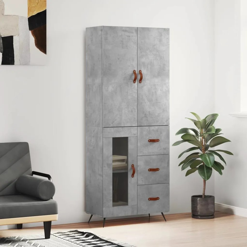 Skříň highboard betonově šedá 69,5x34x180 cm kompozitní dřevo 3195935