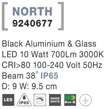 Venkovní LED lampa North 9 černé