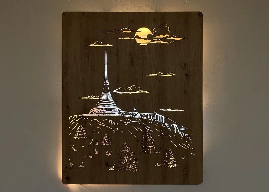 Li-Go "Ještěd" světelný obraz 230V 90x110 cm provedení povrchu: dub světlý