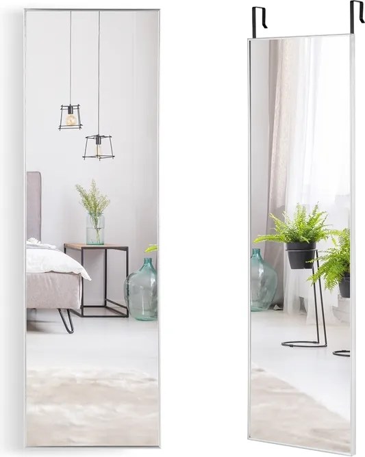 Costway Závěsné zrcadlo celorozměrné zrcadlo s rámem černé – 120 × 37 × 2 cm