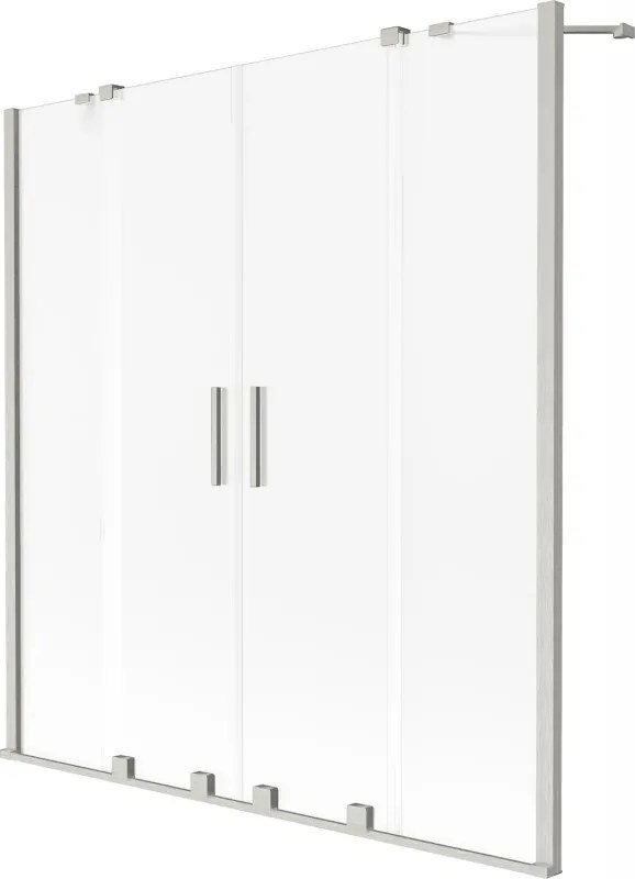 Mexen, Mexen Velar Duo parawan nawannowy 2-skrzydłowy rozsuwany 160 x 150 cm, szron, nikl szczotkowany - 896-160-000-32-97