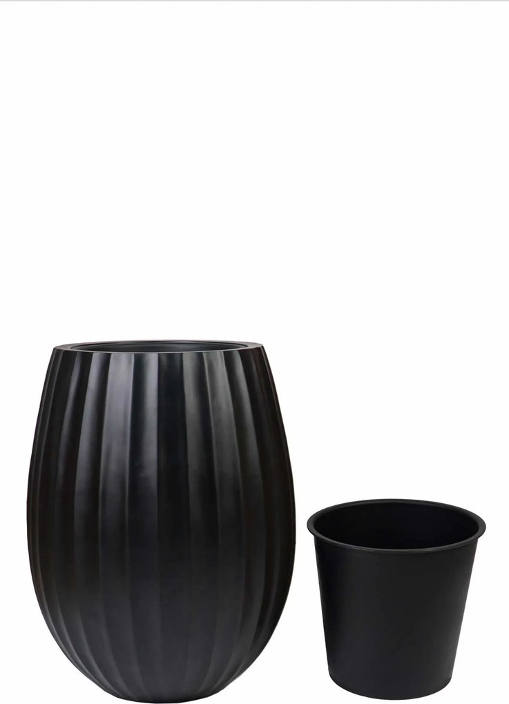 Designový květináč BALAO , sklolaminát, 50x39 cm, černá