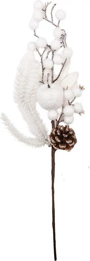 Vánoční dekorace zápich bílé bobule - 9*7*45 cm