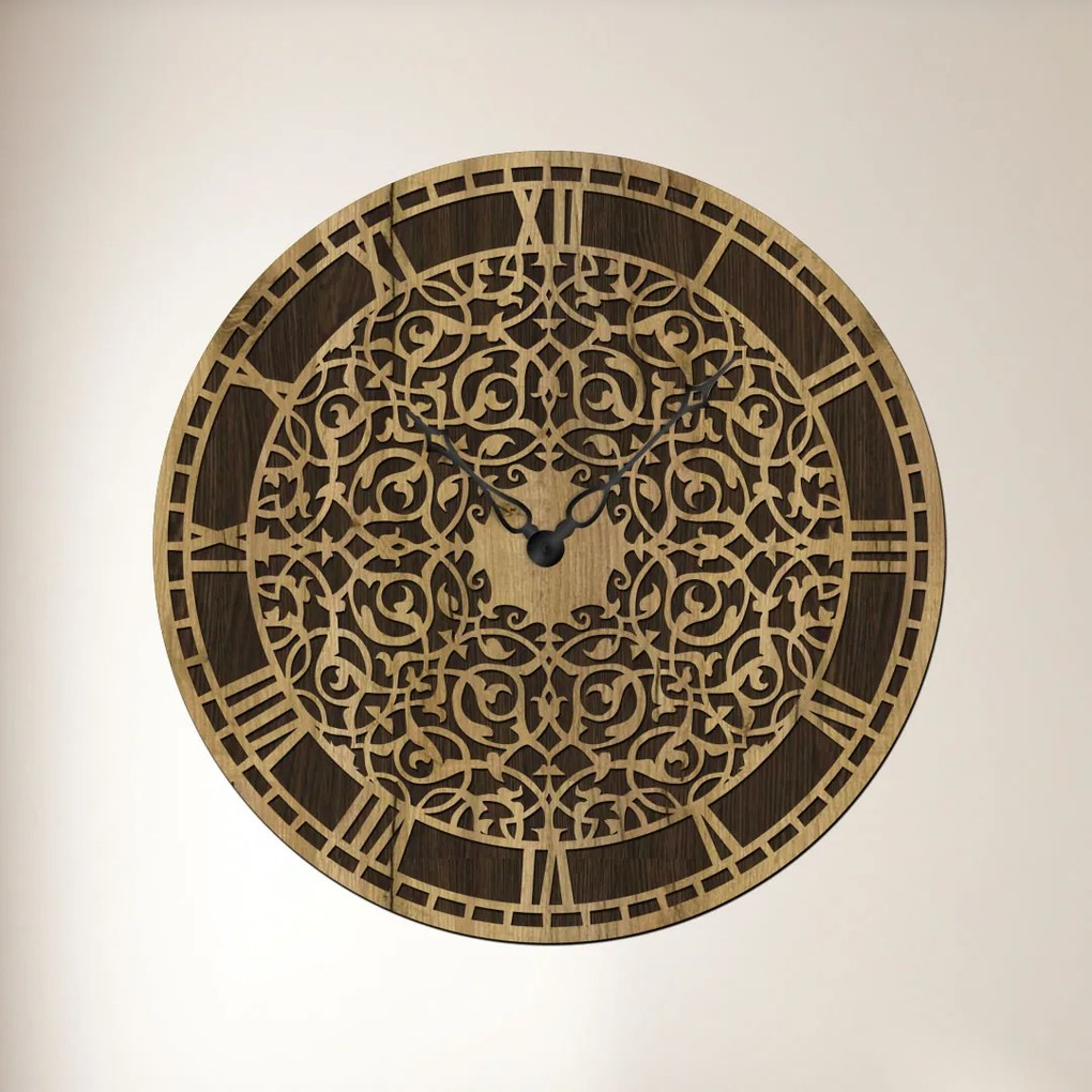 dřevo života Nástěnné hodiny ORACULUM Zvolte barvu dekoru: Dub Sonoma, Zvolte velikost hodin (cm): 40x40