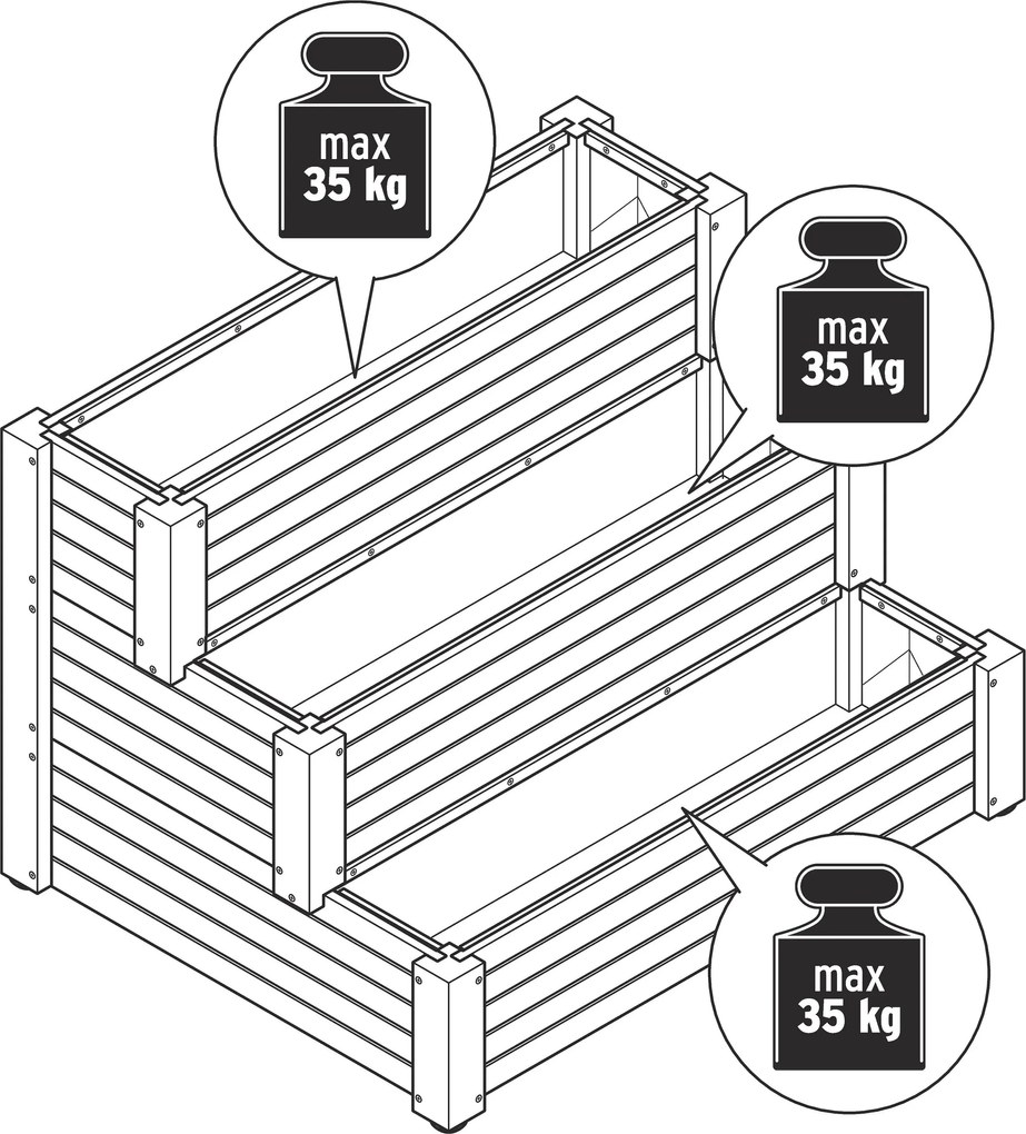 Tchibo - Vyvýšený schodový truhlík se 3 úrovněmi »Tinus« - barva: hnědá