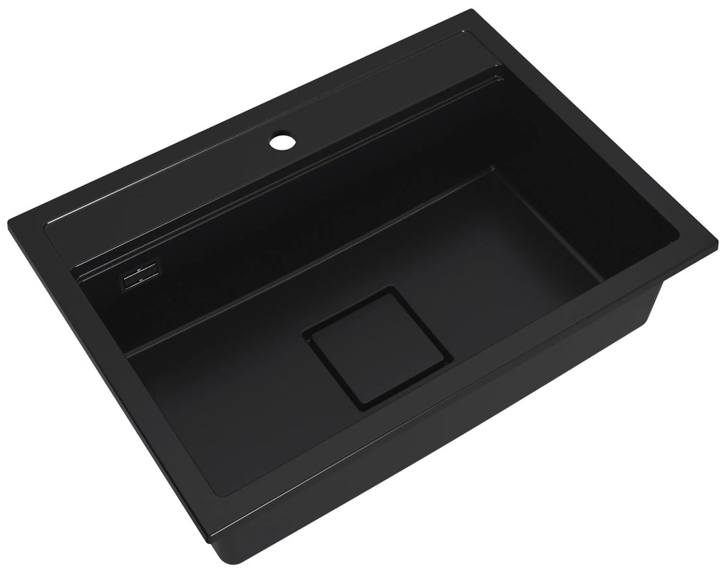 Gamma Quadro 7050, 1-komorový granitový dřez 700x500x220 mm, černá, GMA-ZLE000237