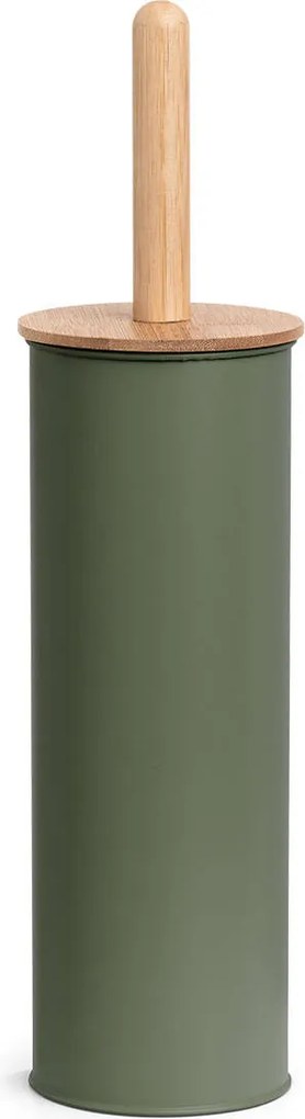 WC kartáč z kovu a bambusu, Ø 10 cm, olivová