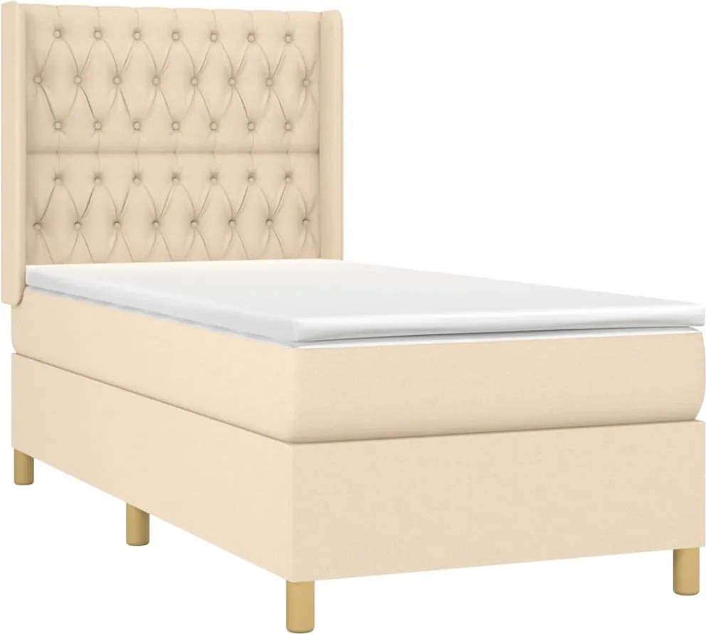 Box spring postel s matrací a LED krémová 100x200 cm textil 3139098