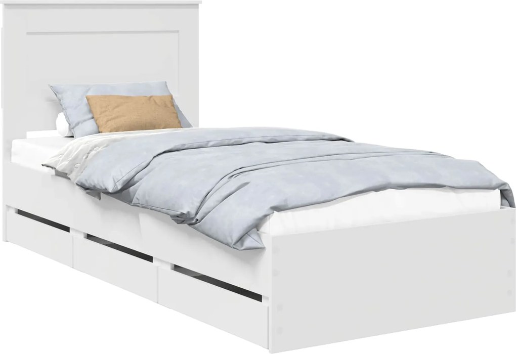 Rám postele se zásuvkou Bílá 75 x 190 cm Inženýrské dřevo 3410214