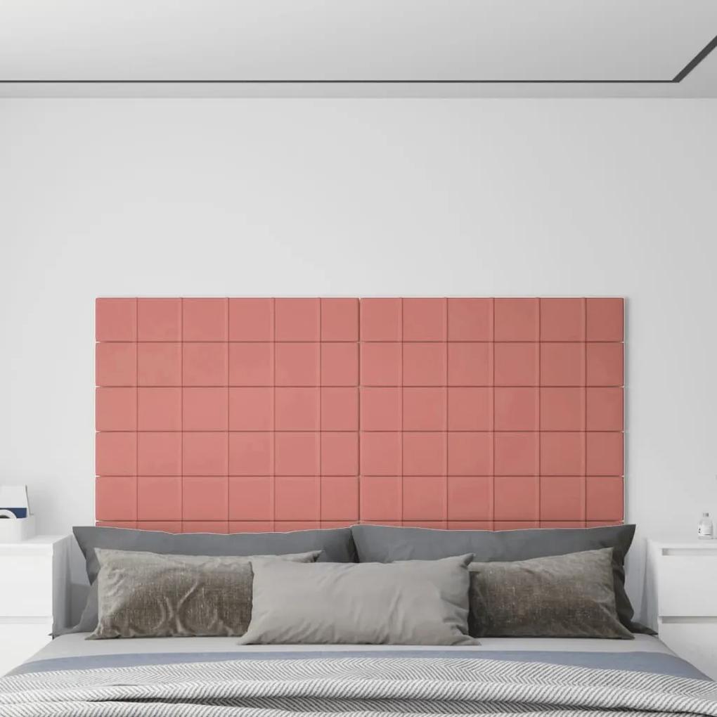 vidaXL Nástěnné panely 12 ks 90 x 15 cm samet 1,62 m² [344105] Barva: Tmavě šedá