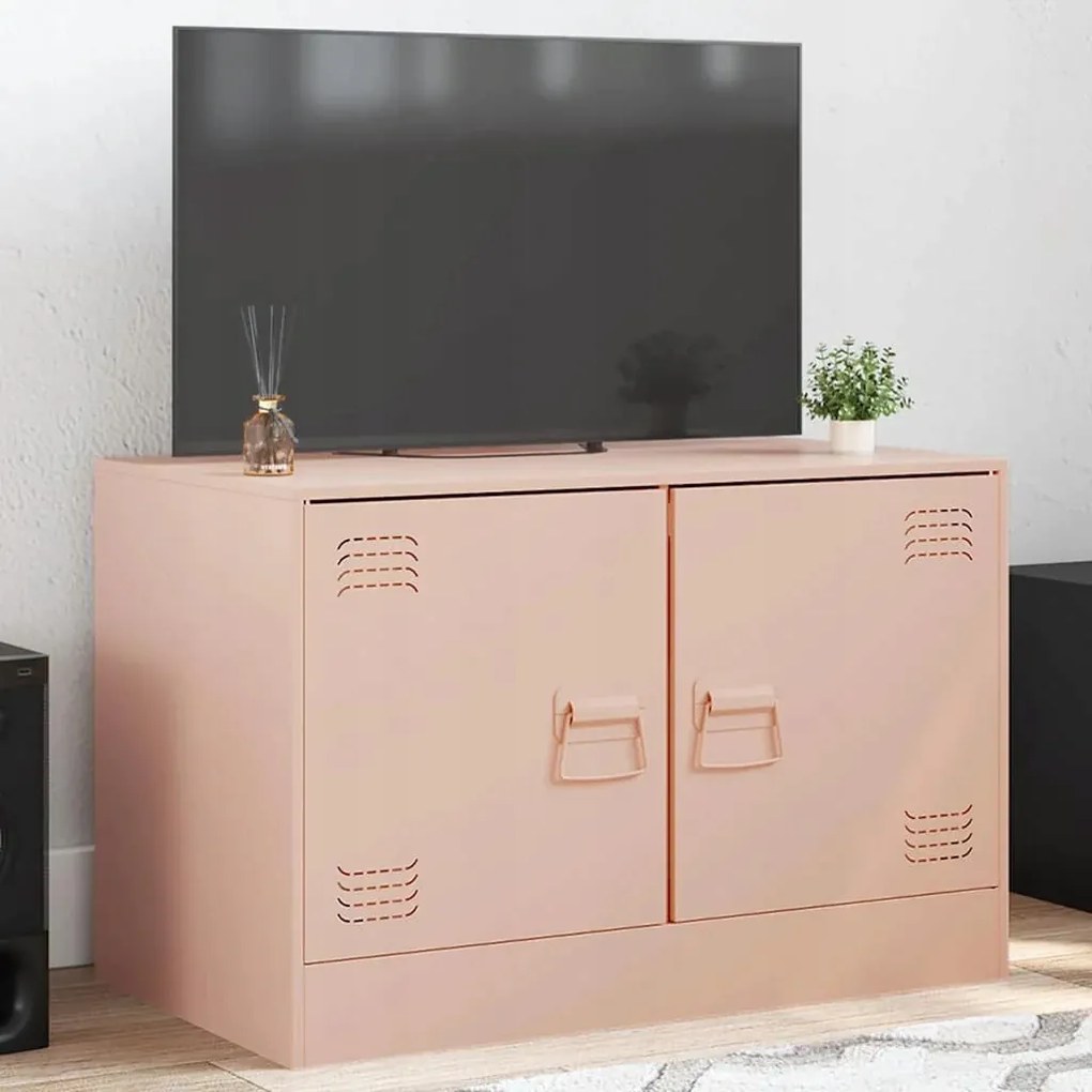 Fionshop 263670730 Tv skříňka růžová 67 x 39 x 44 cm ocel
