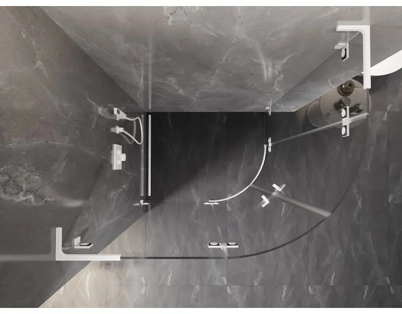 Mexen Lunar, L půlkruhový sprchový kout naklápěcí doleva 100 x 90 cm, 8mm čiré sklo, bílý profil, 833L-100L-090P-20-00